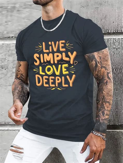 Plus Size Love Deeply Slogan Graphic Tees Men Temu New Zealand