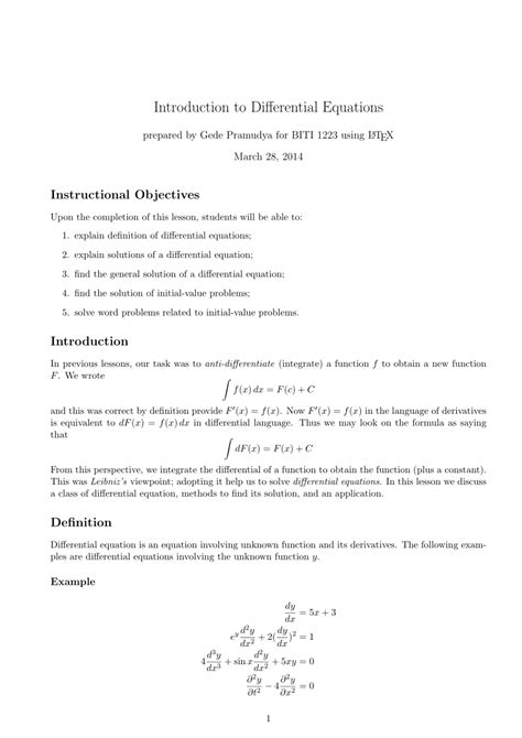 pdf introduction to ordinary differential equations
