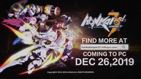 Honkai Impact 3rd Pc Version Launches On December 26 Youtube
