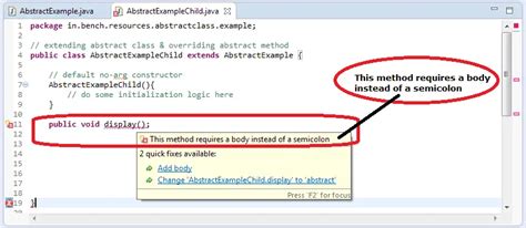 java abstract classes and methods with example benchresources