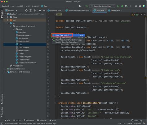 eecs 285 intellij setup tutorial p1 sentiments