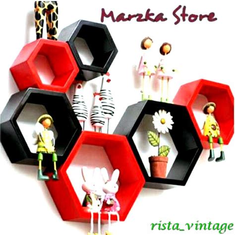 Jual Promo Rak Hexagonal Hiasan Dinding Kayu Rak Sudut Kayu