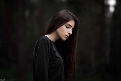 Black Haired Woman Wearing Black Top Hd Wallpaper Wallpaper Flare
