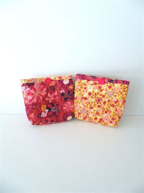 Handmade Quilted Pink And Yellow Floral Cosmetic Bag Set Quilted Make