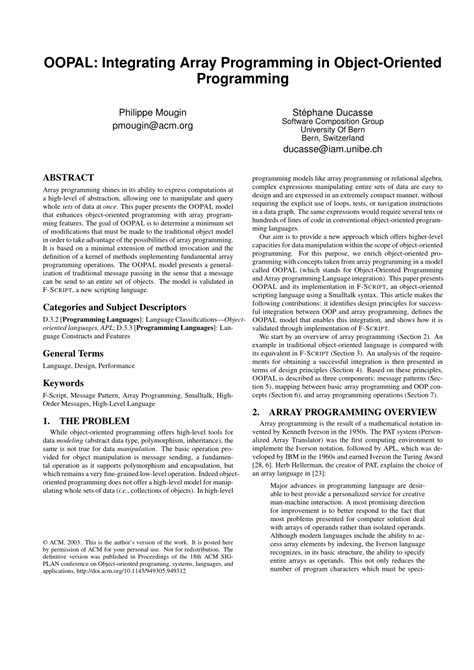 pdf oopal integrating array programming in object oriented programming