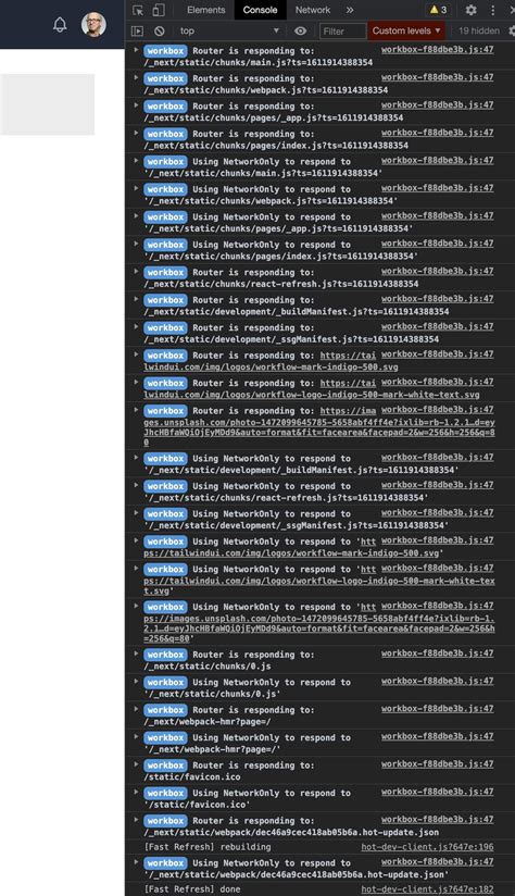 javascript nextjs remove workbox console log messages