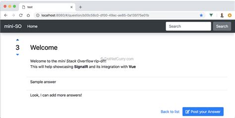 using asp core signalr with vue js to create a mini stack overflow