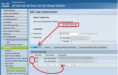 how step by step enable ssh service in switch small bussines cisco