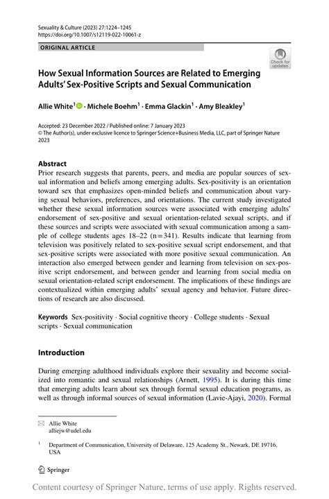 How Sexual Information Sources Are Related To Emerging Adults Sex