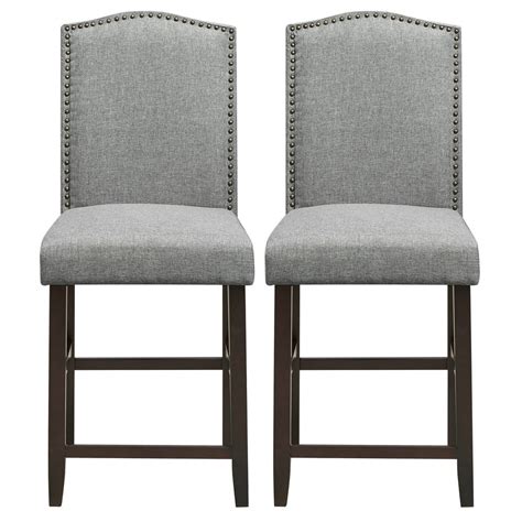 Topbuy Set Of 2 Nailhead Bar Stools Upholstered Counter Height Stool