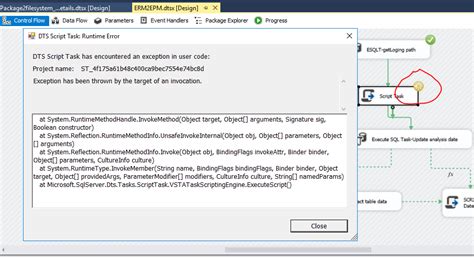 c exception has been thrown by the target of an invocation while
