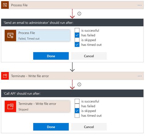 middleway logic apps run after settings with logic apps
