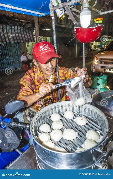 Man Sells Delicious Dumplings At The Outdoor Market Editorial Photo
