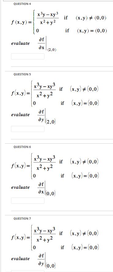 Solved F X Y {x2 Y2x3y−xy30 If If X Y 0 0 X Y 0 0