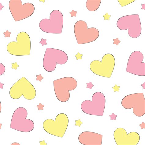 Seamless Pattern With Hearts And Stars On White Background Vector