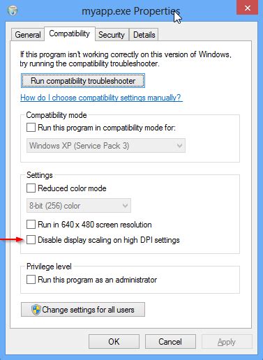 scaling disable dpi awareness for wpf application stack overflow