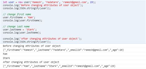 javascript class getters and setters