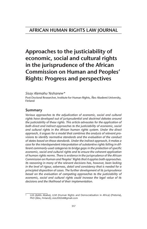 Approaches To Justiciability Of Ecosoc Rights African Human Rights