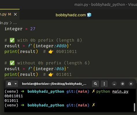 print the binary representation of a number in python bobbyhadz