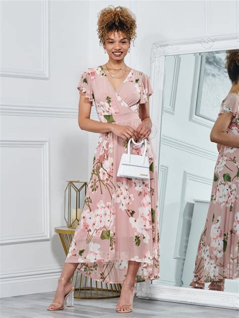 Jolie Moi Eleanor Wrap Mesh Maxi Dress Pink Floral – Jolie Moi Retail