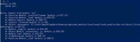 error cannot find module ajv · issue 195 · localtunnel localtunnel