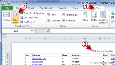 how to add a header and footer to excel 2010 spreadsheets