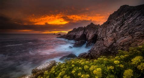 Wallpaper Sunlight Landscape Sunset Sea Bay Rock Nature Shore