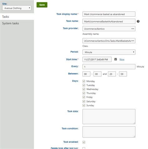 ucommerce documentation abandoned basket setup