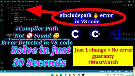 how to fix this include path error in vs code include errors