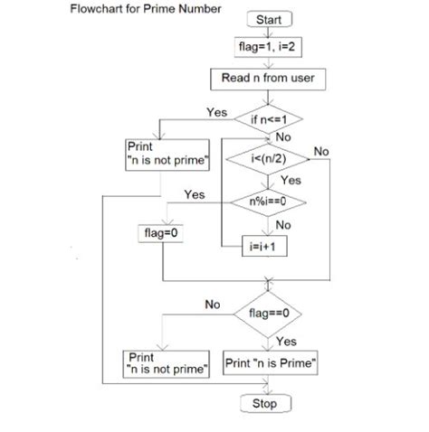 develop a flowchart to find the prime numbers between 1 to 100