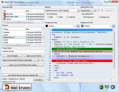 ide theme editor für delphi