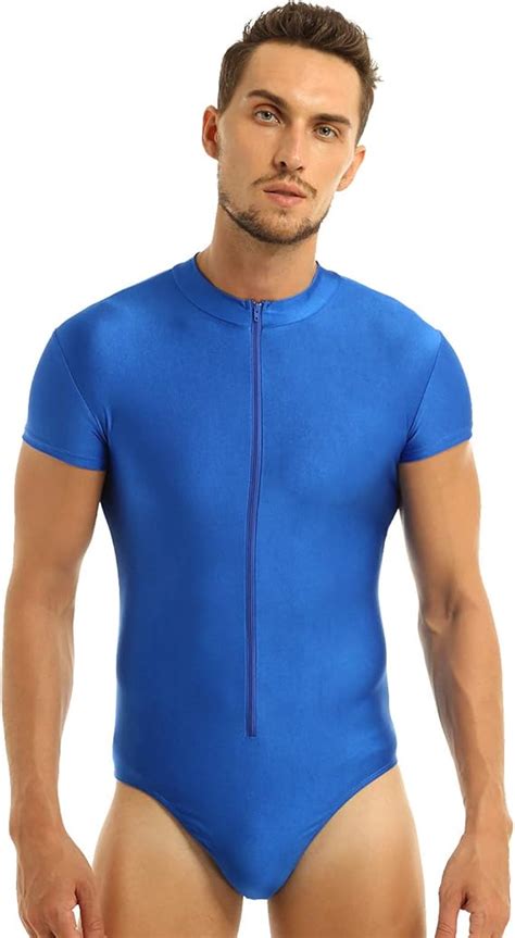 Chictry Mens Front Zipper High Cut Stretch Gymnastics Ballet Dance