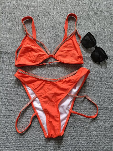 2021 Manufacturer Bikini Rhinestone Diamond Swimwear Women Triangle