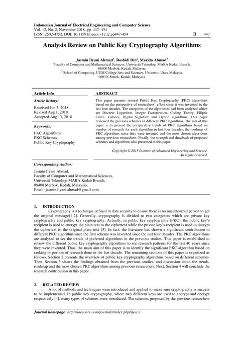 pdf analysis review on public key cryptography algorithms
