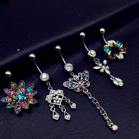 5pcs 2019 Mix Style Colorful Weath Flower Butterfly Long Dangle Navel