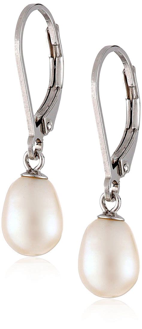 Genuine Frshwtr 7 8mm Drop Pearls On Sterling Silver Leverback Earring