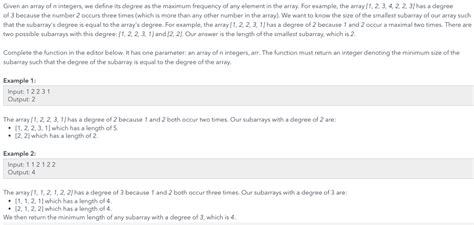 solved given an array of n integers we define its degree