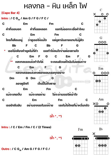 คอร์ดเพลง หลงกล หิน เหล็ก ไฟ [คอร์ดเพลงง่ายๆ] Lenguitar เล่นกีต้าร์
