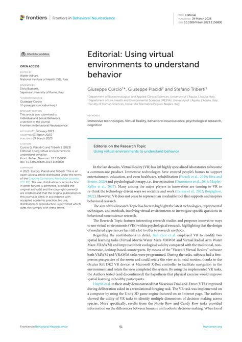 pdf editorial using virtual environments to understand behavior