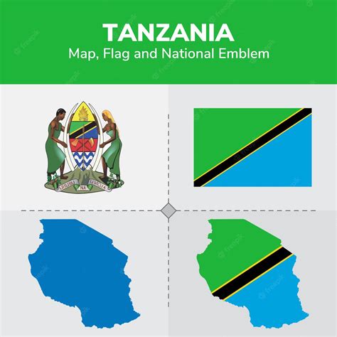 Premium Vector Tanzania Map Flag And National Emblem