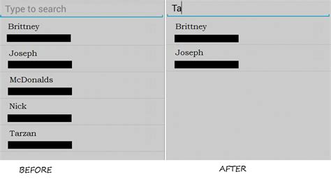 android filtering custom adapter returning incorrect results stack