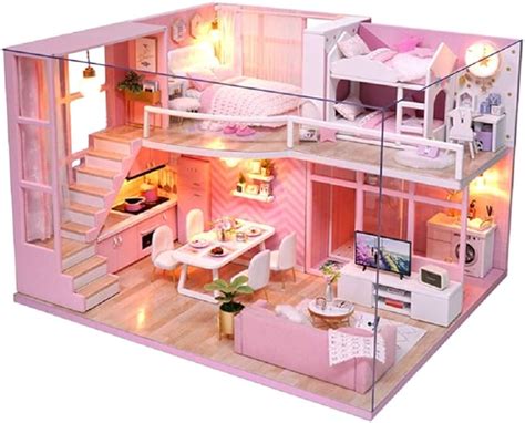 Kisoy Romantic And Cute Dollhouse Miniature Diy House Kit Creative Room