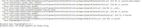 python programmingerror at not enough arguments for format string
