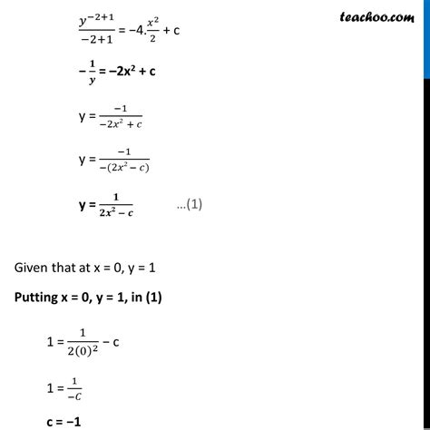 Example 6 Find Particular Solution Dy Dx 4xy2 Examples