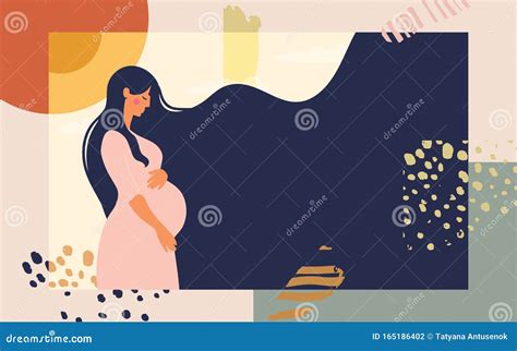 Pregnant Woman Modern Collage On An Abstract Background Bright
