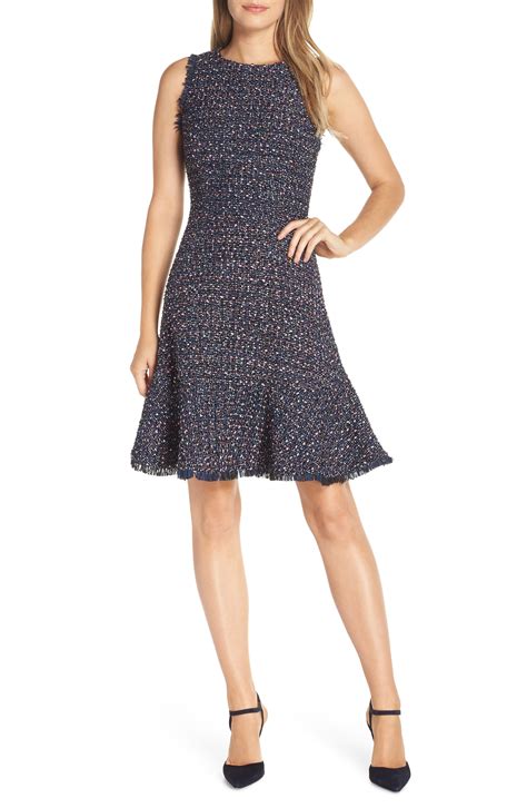 Eliza J Sleeveless Tweed Fit And Flare Dress Nordstrom Rack