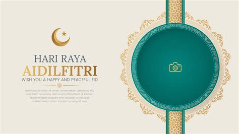 Gambar Selamat Hari Raya Aidilfitri Circle Border Vector Ilustrasi
