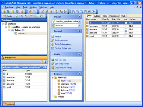 ems sql manager lite for mysql screenshot and download at