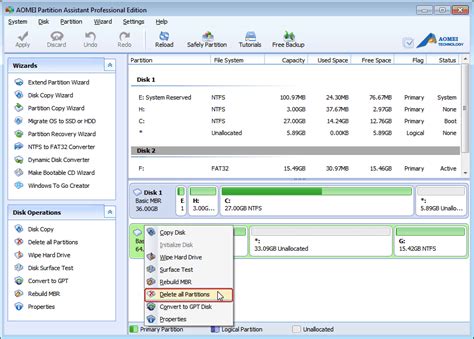 how to delete all partitions on a hard drive to clear disk