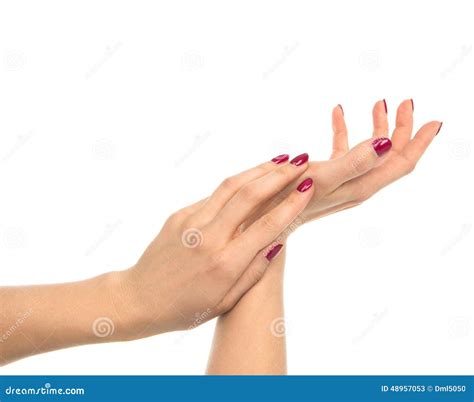 Woman Hands With Manicured Red Nails Isolated Stock Image Image Of